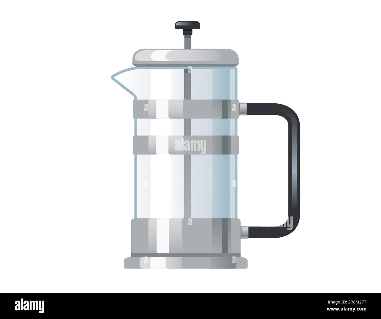 French press coffee maker modern design with glass and steel vector ...