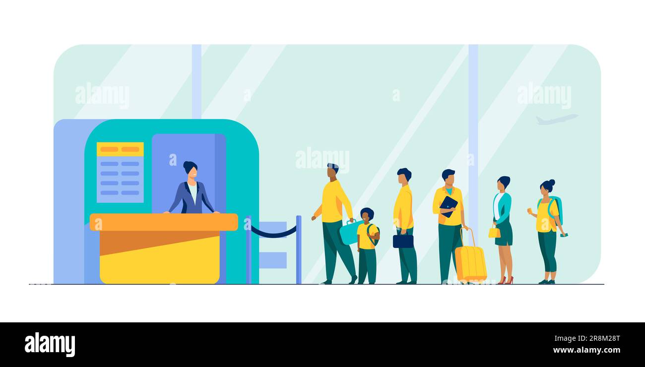 Airport queue vector illustration Stock Vector Image & Art - Alamy