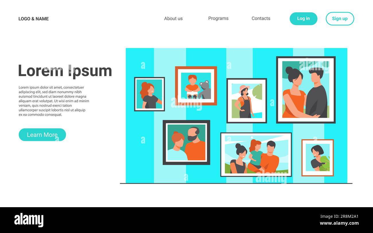 Family portrait pictures in frames on wall Stock Vector Image & Art - Alamy