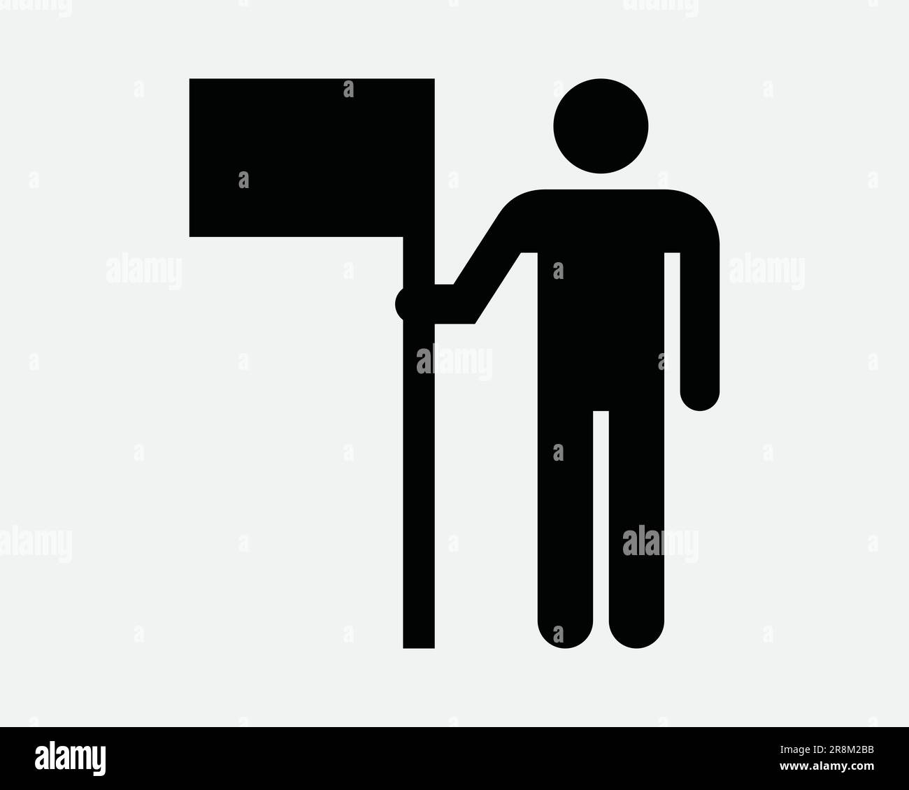 Citizen Icon. Man Holding Flag Achievement Conquer Ownership Victory ...