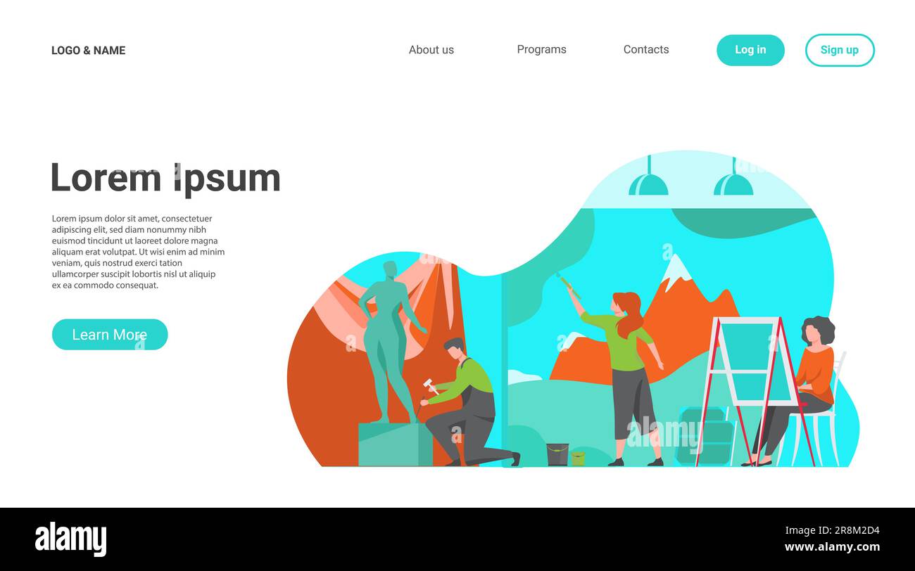 Artists creating artworks flat vector illustration Stock Vector Image ...