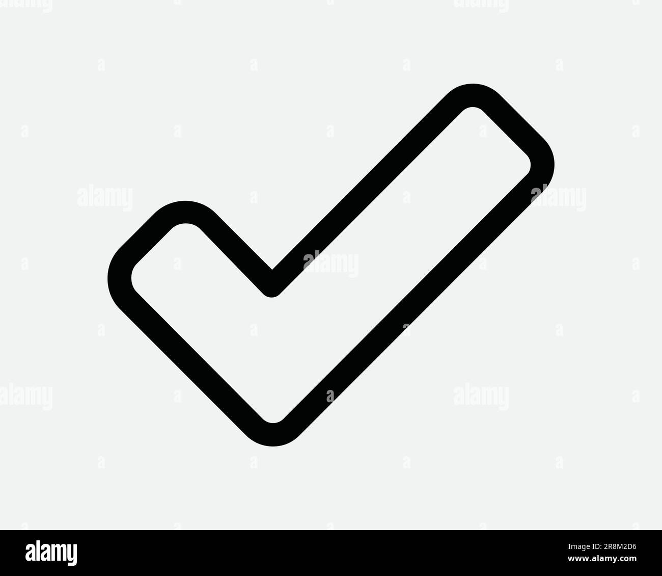 Checkmark Line Icon. Verified Approval Confirm Okay Vote Positive Agreement. Black White Sign ...