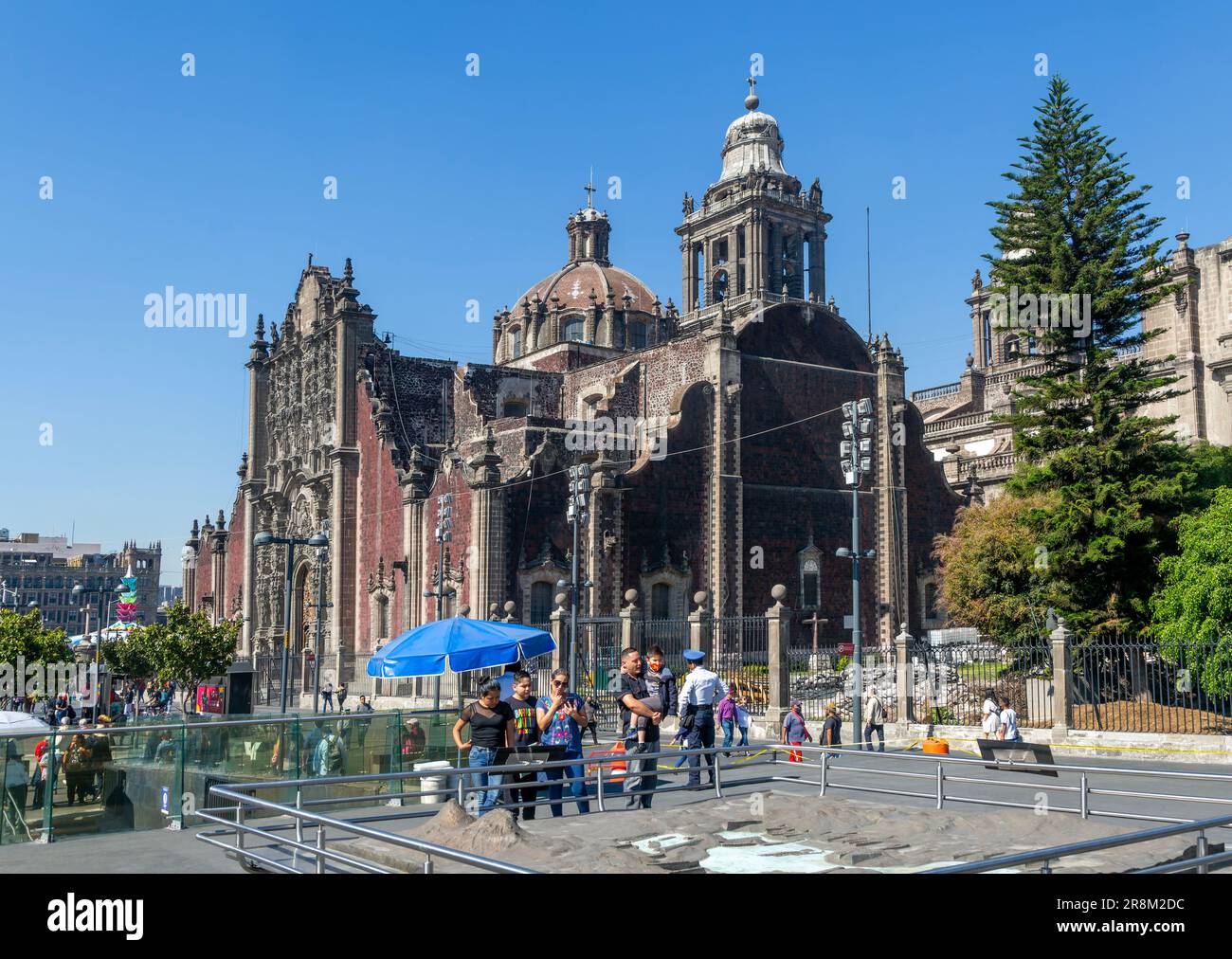 Templo Mayor archaeological Aztec city of Tenochtitlan, view to the ...