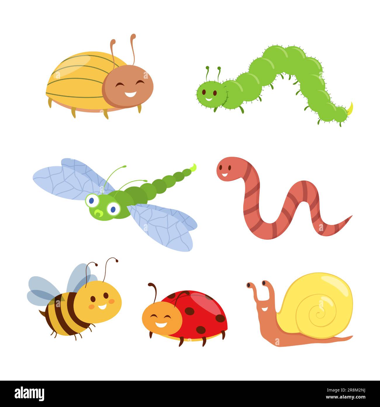 Insects happy cute characters set Stock Vector Image & Art - Alamy