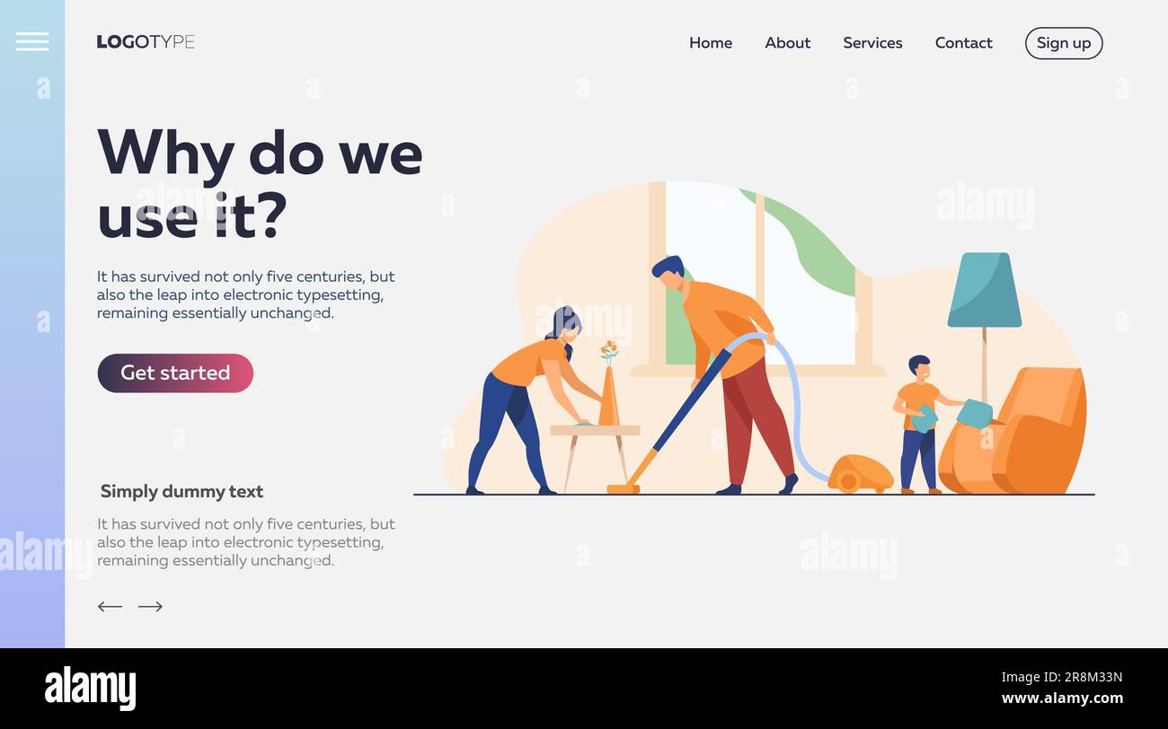 Happy family housekeeping together flat vector illustration Stock ...