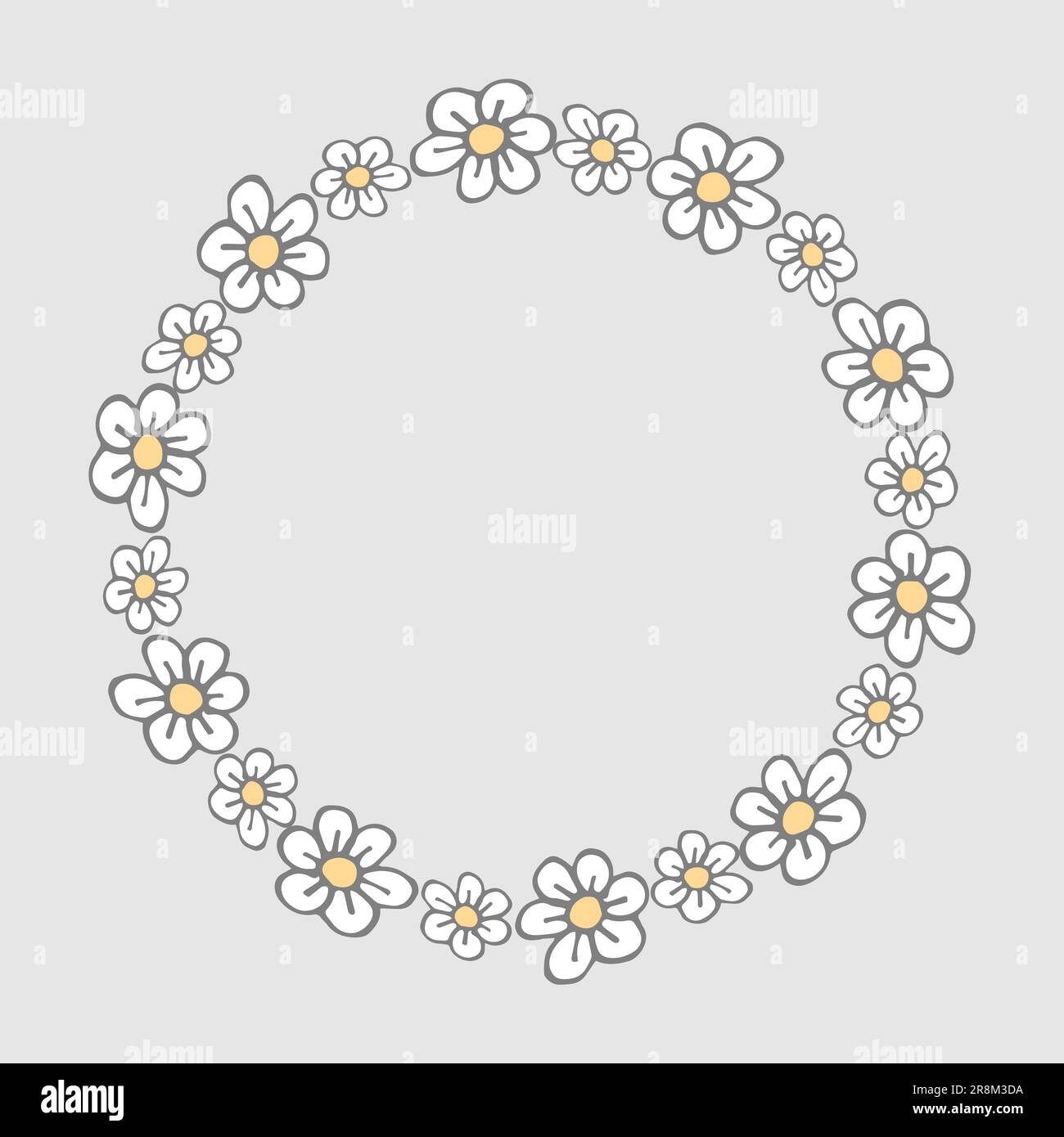 Little daisy doodle flower wreath frame for card or invitations Stock ...