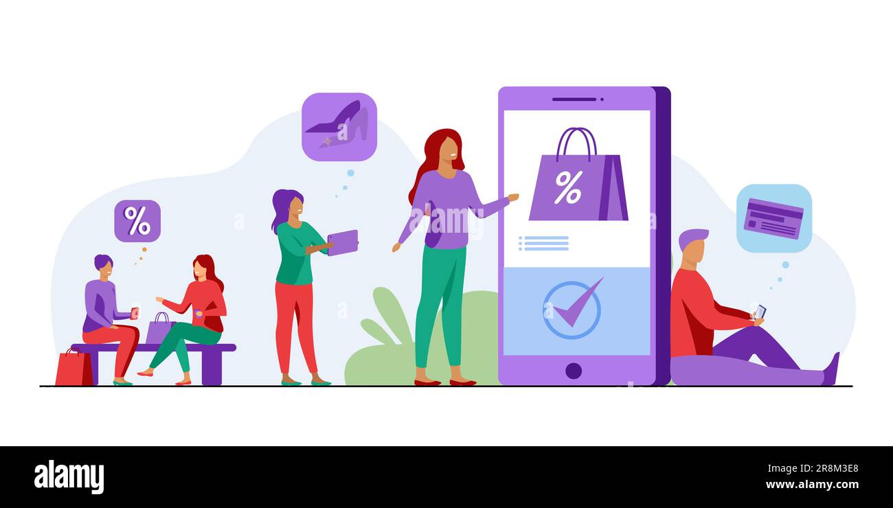 Customers with smartphones shopping online Stock Vector Image & Art - Alamy
