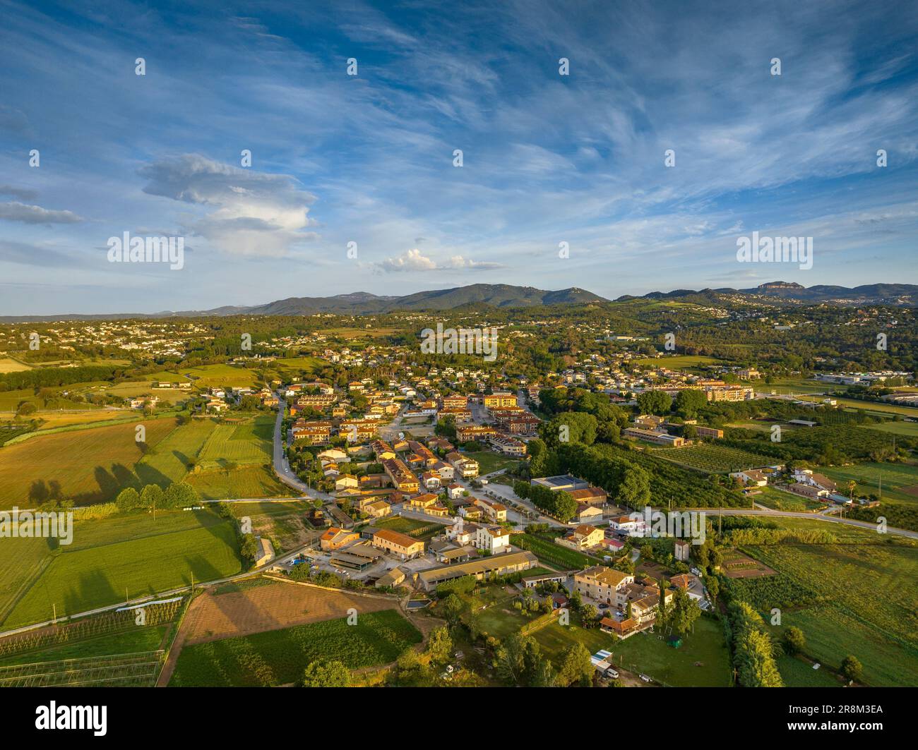 Aerial view of the village of Santa Eulàlia de Ronçana and the ...