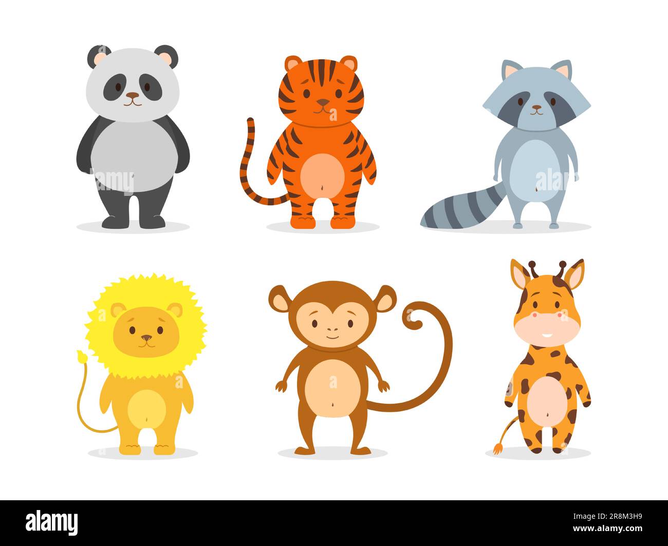Cute animals from zoo flat icon set Stock Vector Image & Art - Alamy