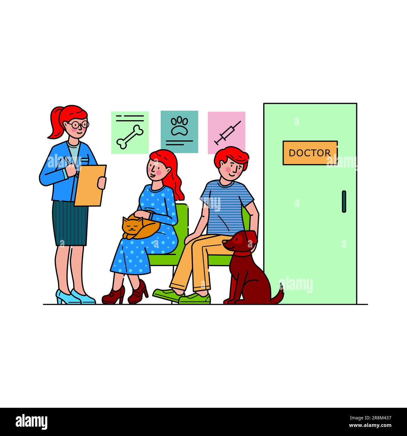 Queue of people in hospital Cut Out Stock Images & Pictures - Alamy