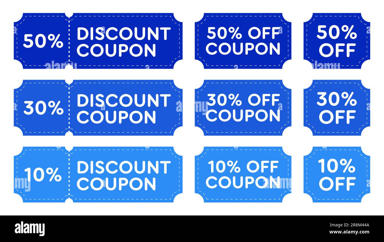 Blue discount coupons flat icon set Stock Vector Image & Art - Alamy