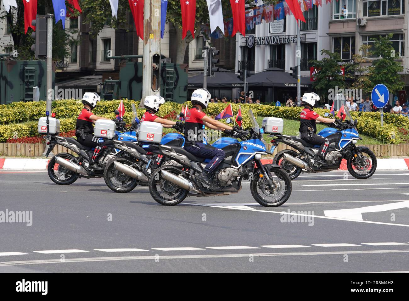 ISTANBUL, TURKIYE - AUGUST 30, 2022: Motorized gendarmerie parade ...