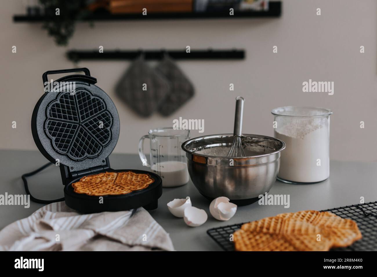 Waffle preparation hi-res stock photography and images - Alamy