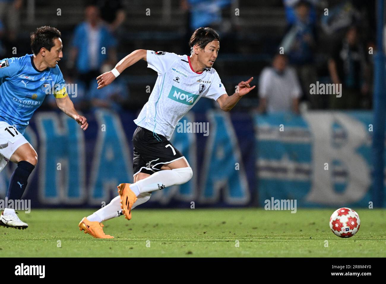 Kanagawa, Japan. 21/06/2023, (L-R) Eijiro Takeda (Yokohama FC), Masashi Wada (Grulla), June 21 ...