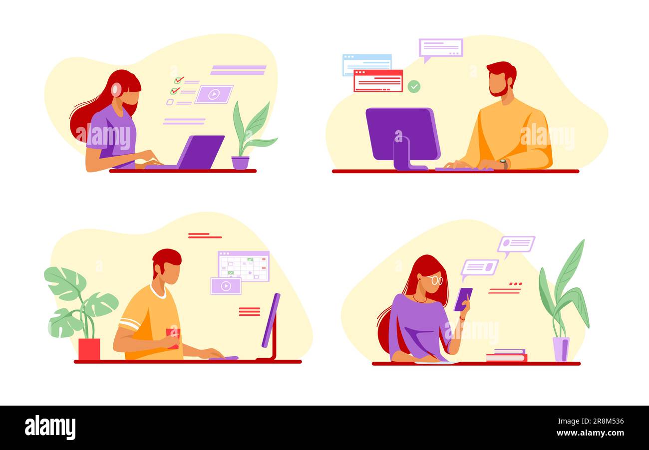 Using desktop computer website Stock Vector Images - Alamy