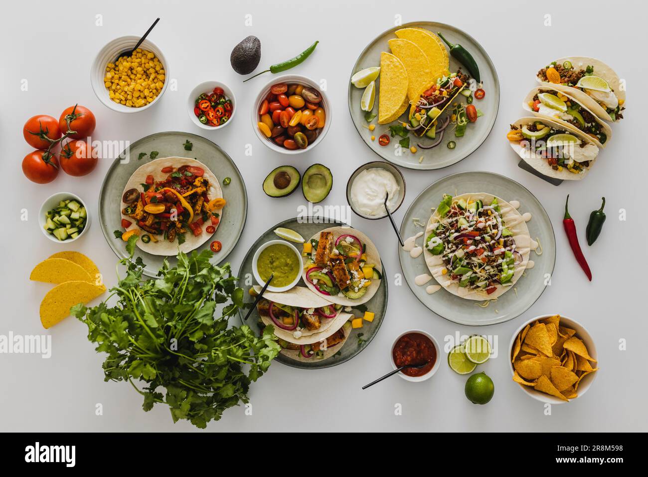 Healthy feast with various Mexican food Stock Photo - Alamy