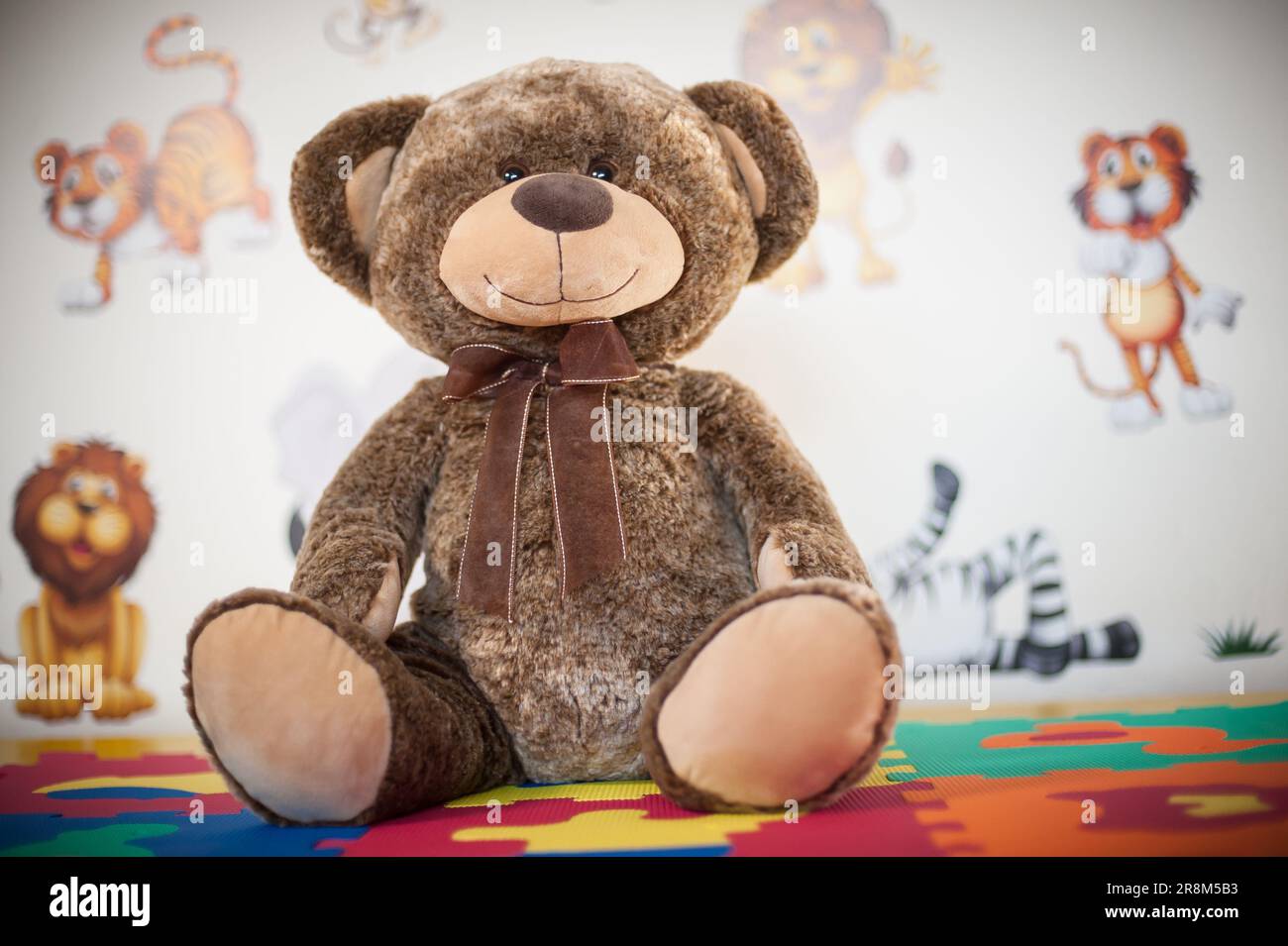 Portrait of a cute teddy bear in home ambient. Love and family emotion ...