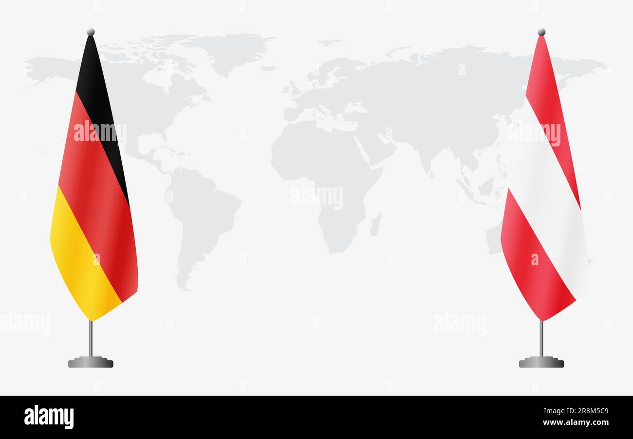 Germany and Austria flags for official meeting against background of ...