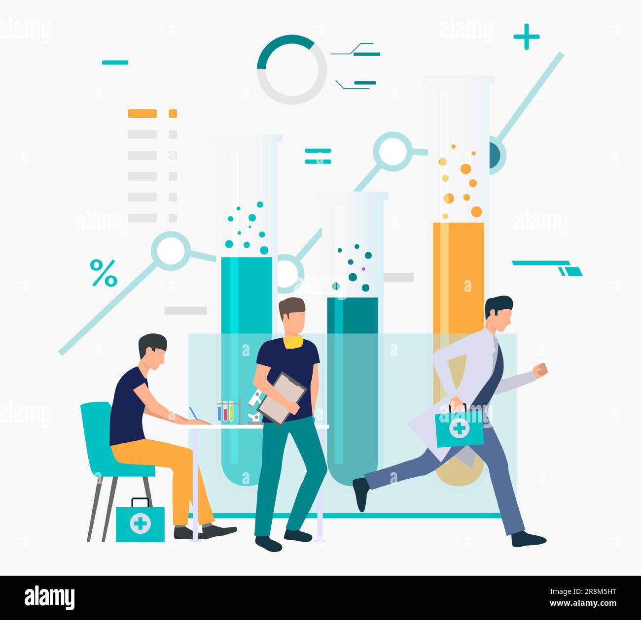 Doctors working in laboratory and running for call vector Stock Vector ...