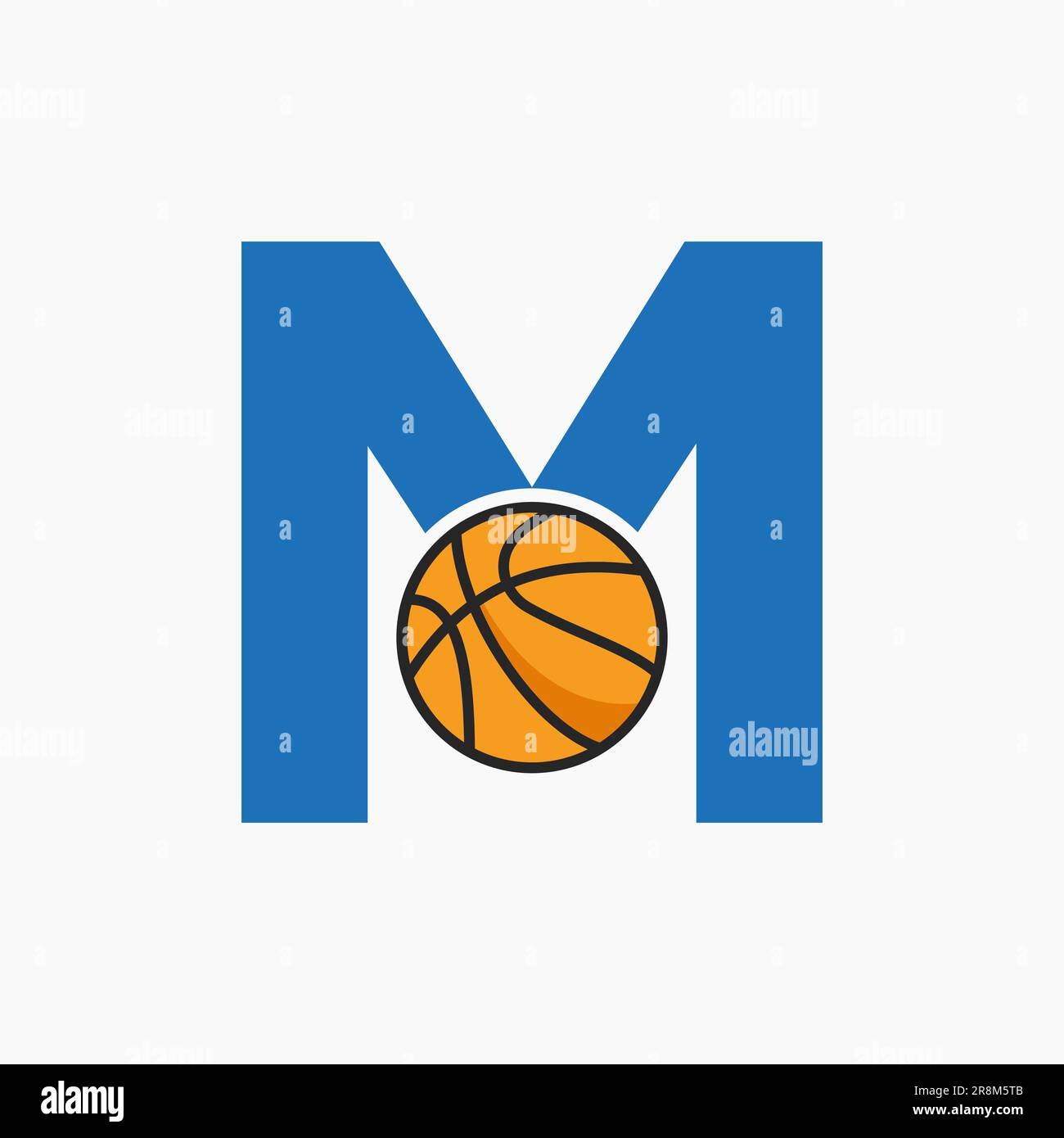 Basketball Logo On Letter M Concept. Basket Club Symbol Vector Template ...