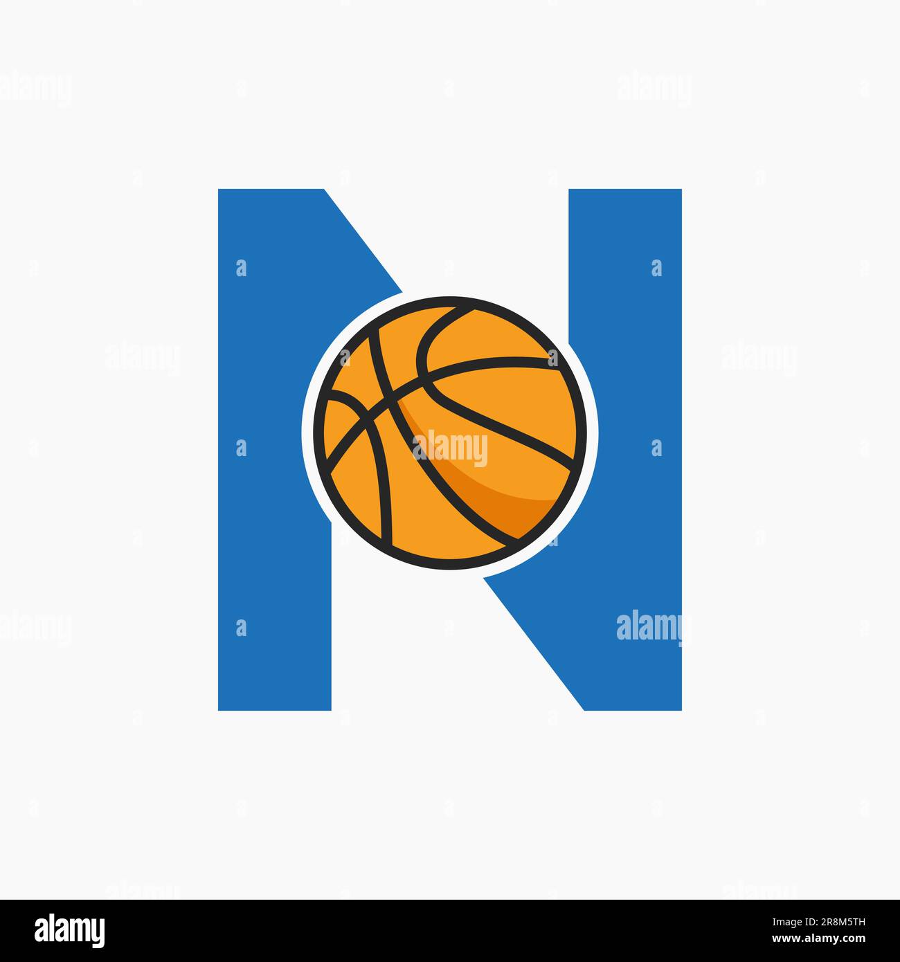 Basketball Logo On Letter N Concept. Basket Club Symbol Vector Template ...