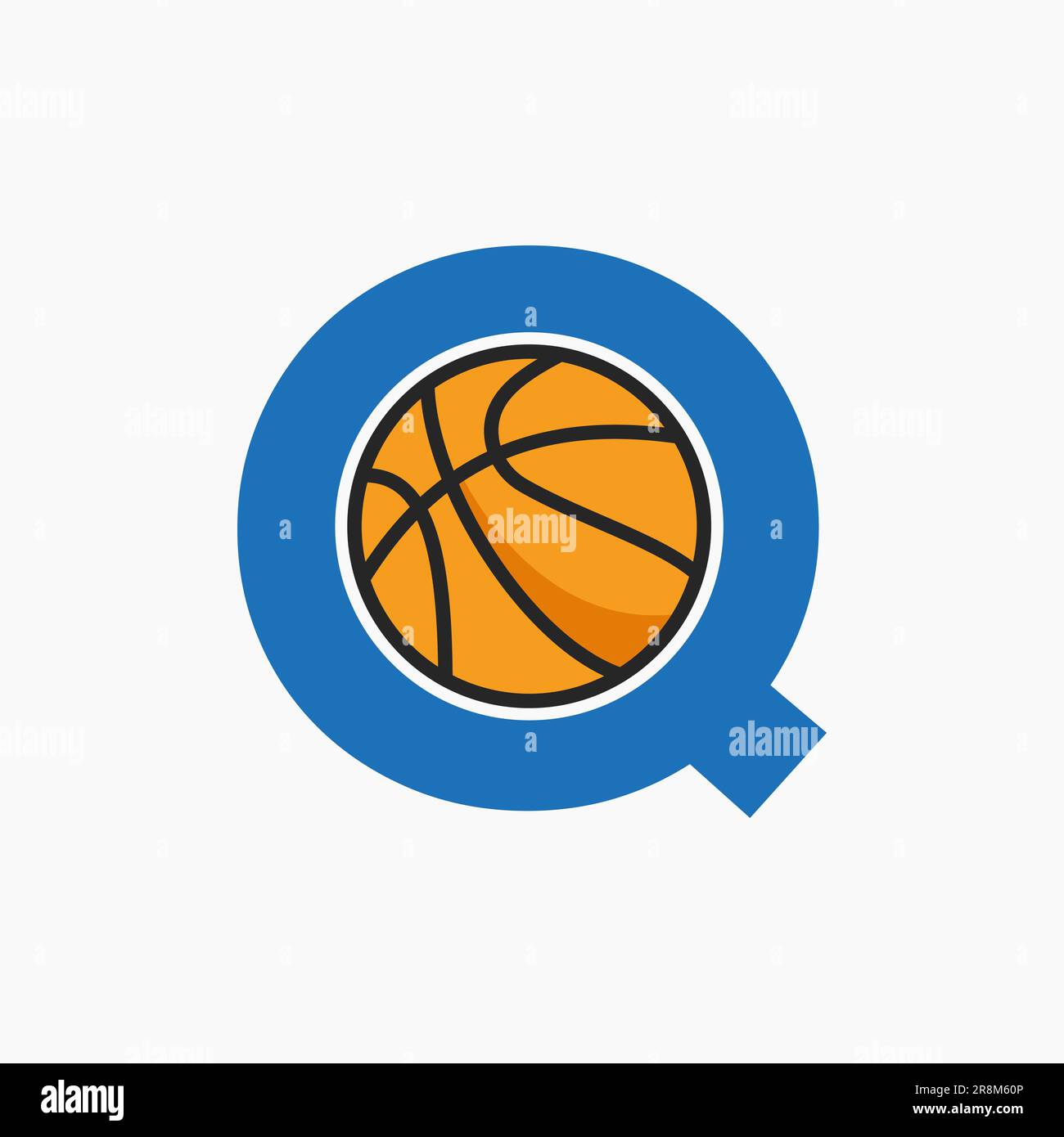 Basketball Logo On Letter Q Concept. Basket Club Symbol Vector Template ...
