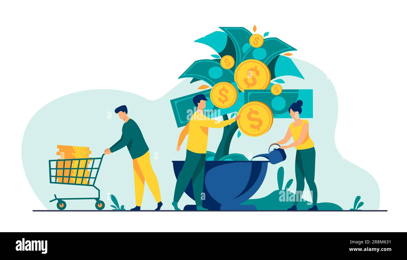 People growing money tree Stock Vector Image & Art - Alamy