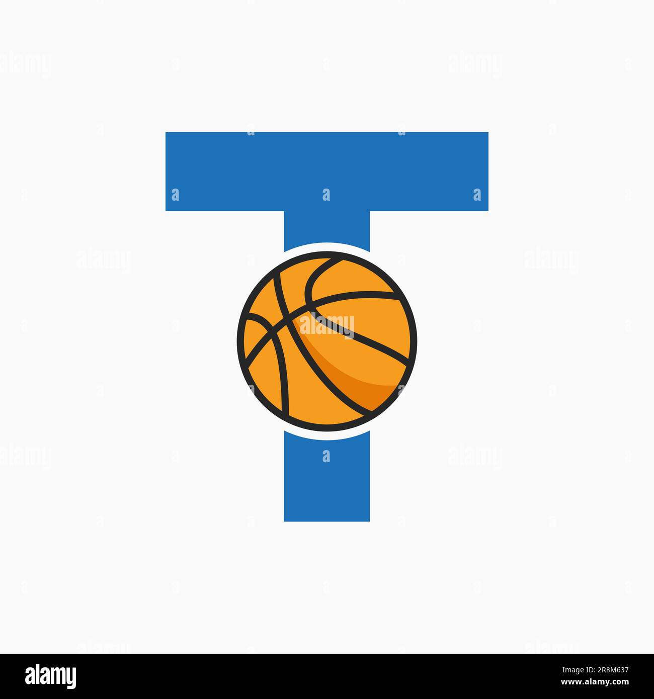 Basketball Logo On Letter T Concept. Basket Club Symbol Vector Template ...
