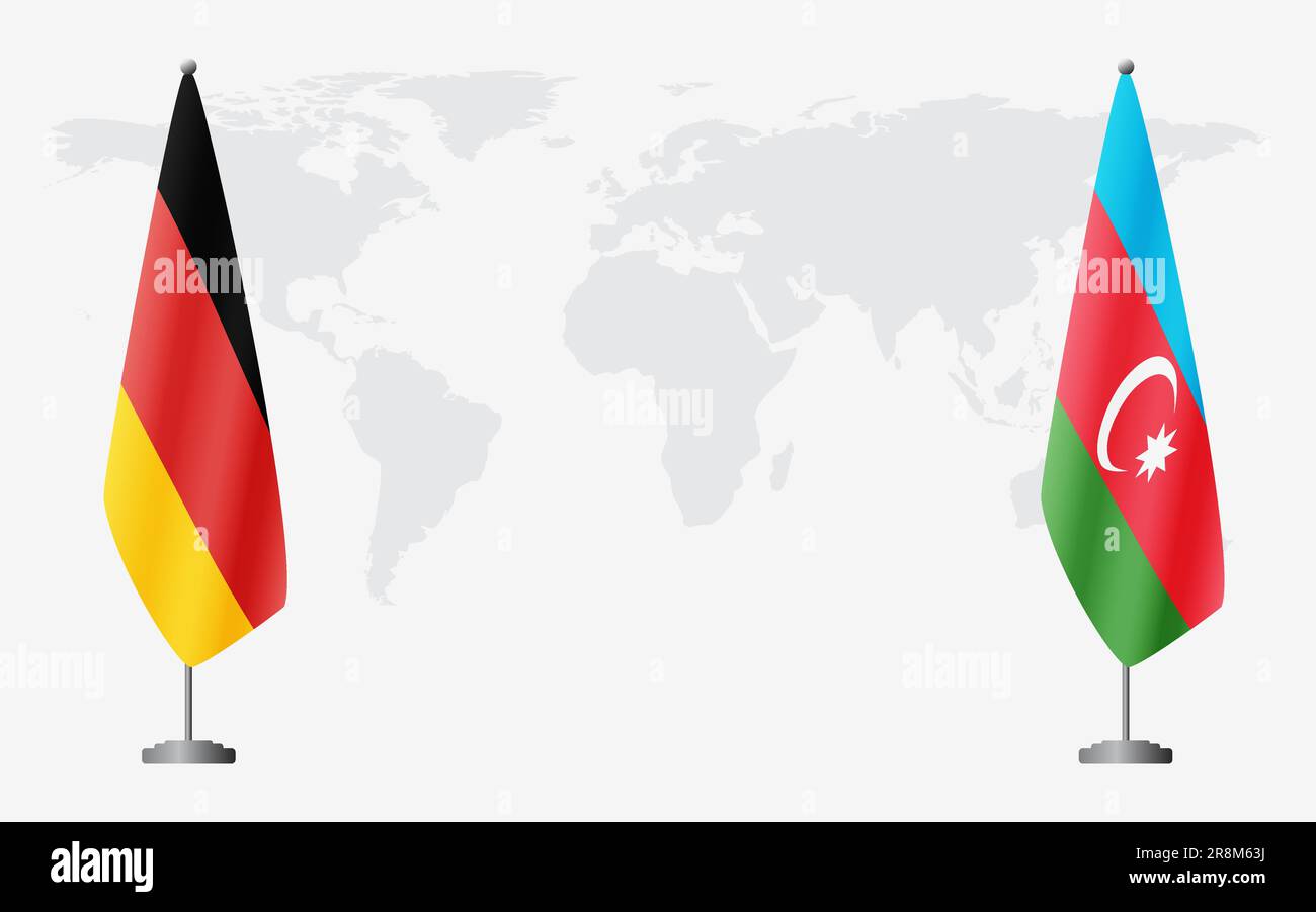 Germany and Azerbaijan flags for official meeting against background of ...