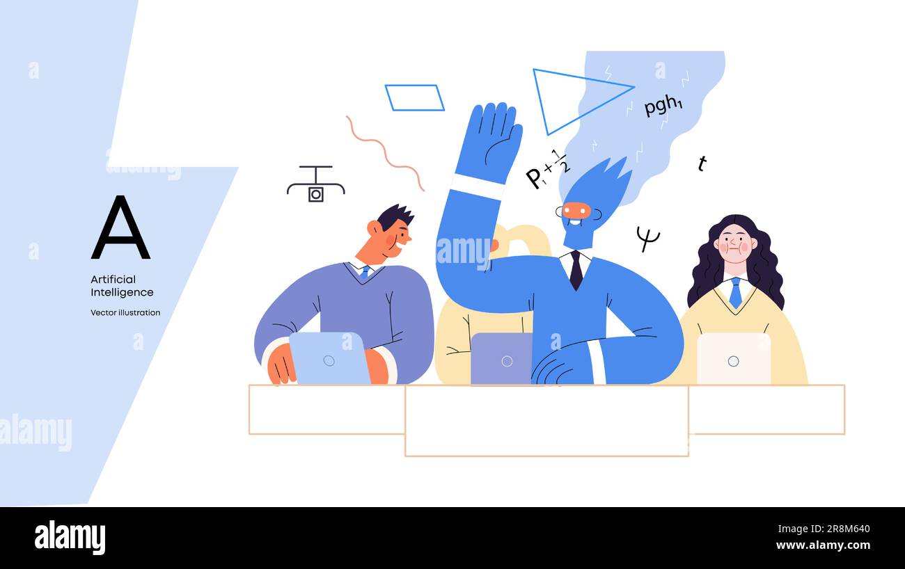 Artificial intelligence illustration. Studies -modern flat vector ...