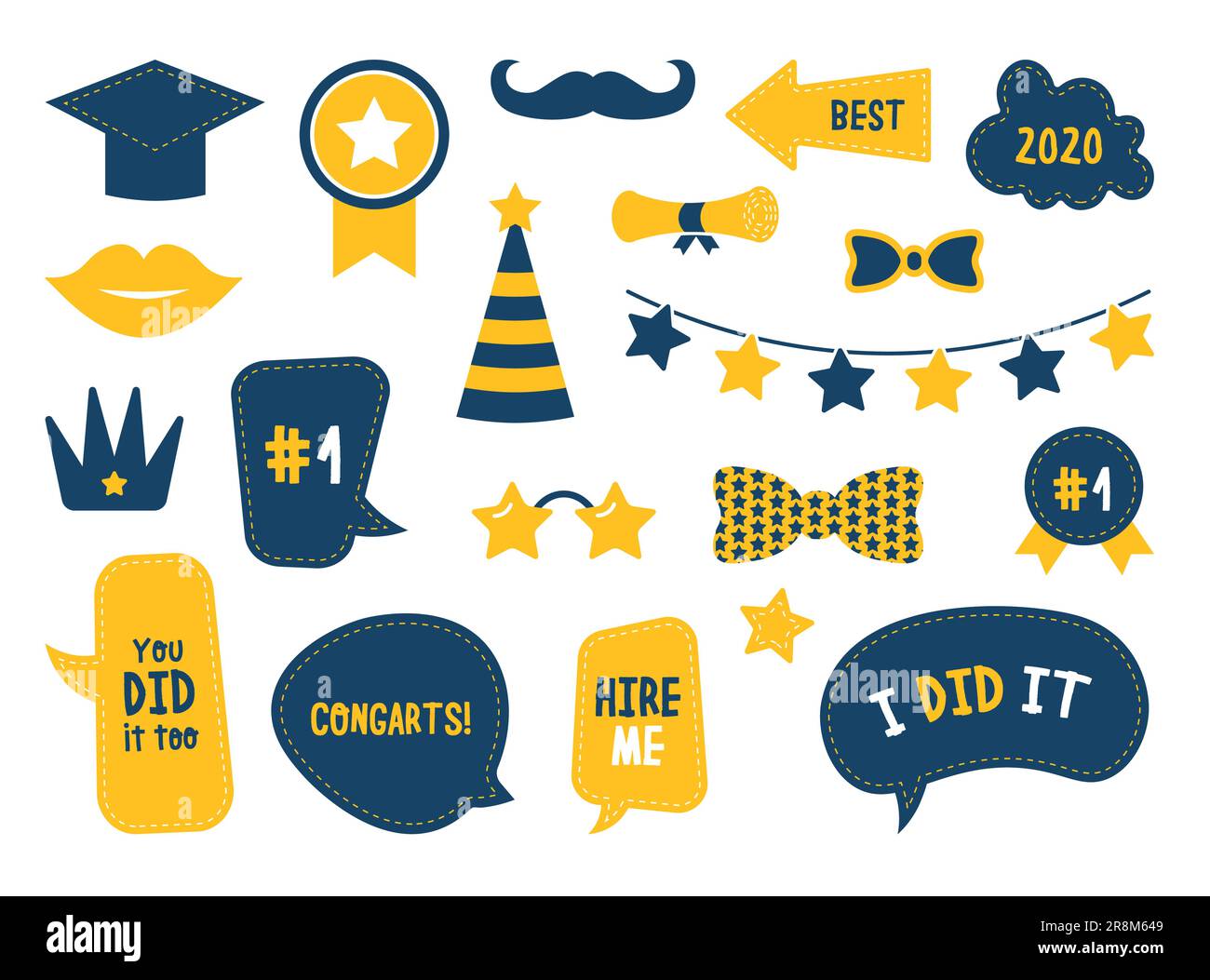 School graduation photo booth flat icon set Stock Vector Image & Art ...