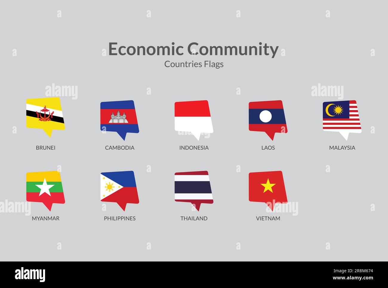 Economic Community countries flag icons collection Stock Vector Image ...