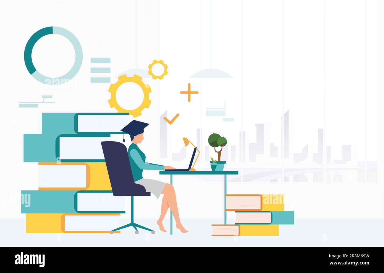 Student studying at desk Stock Vector Image & Art - Alamy