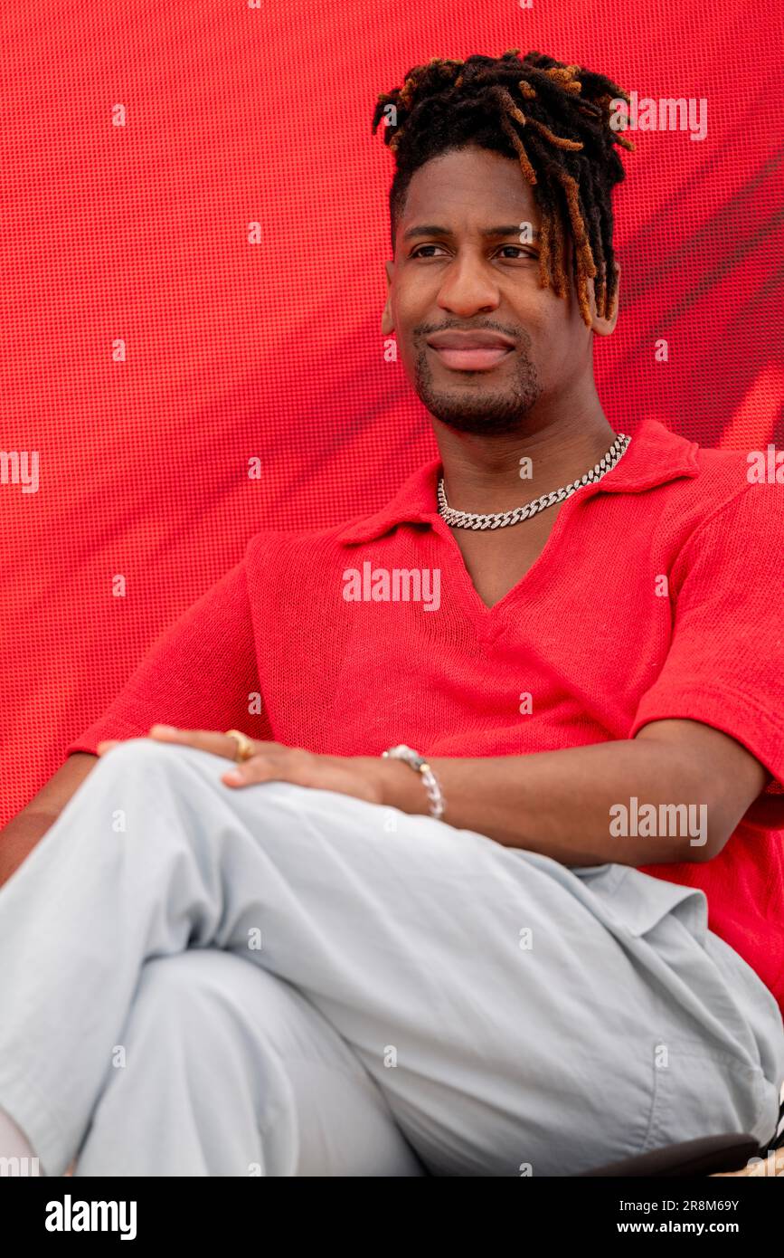 Cannes, France - June 21 2023: Jon Batiste (artist musicians) attended on stage during the Hear ...