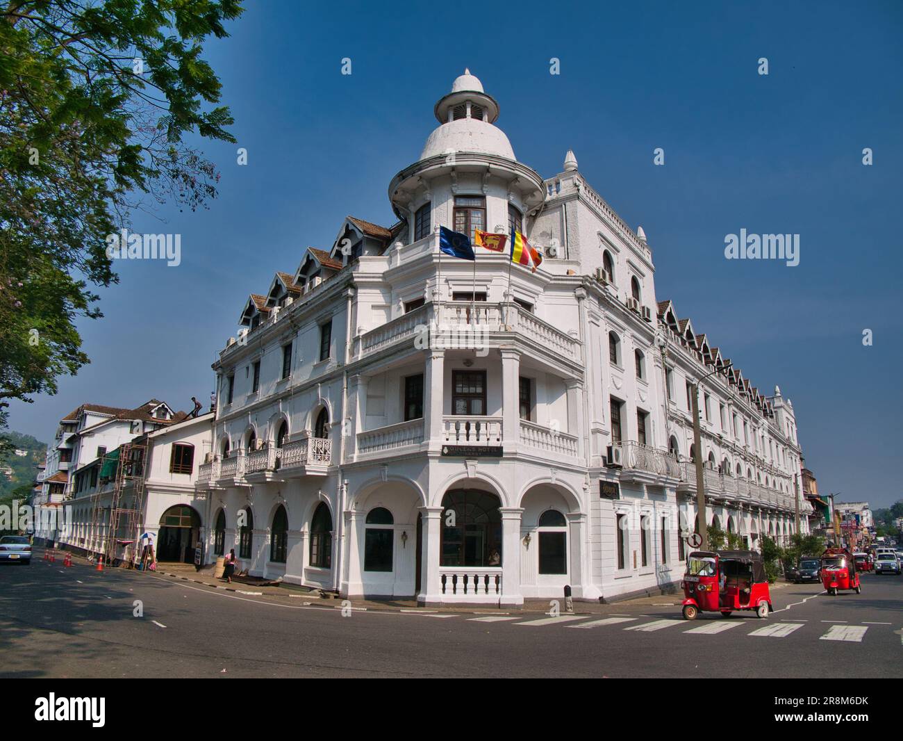 The facade of the Queen's Hotel in Kandy, Sri Lanka. An 80 room British ...