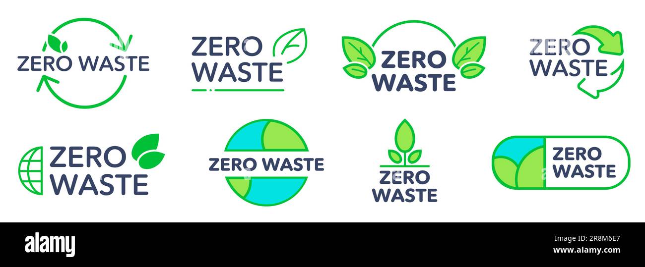 Zero waste eco friendly logos set Stock Vector Image & Art - Alamy