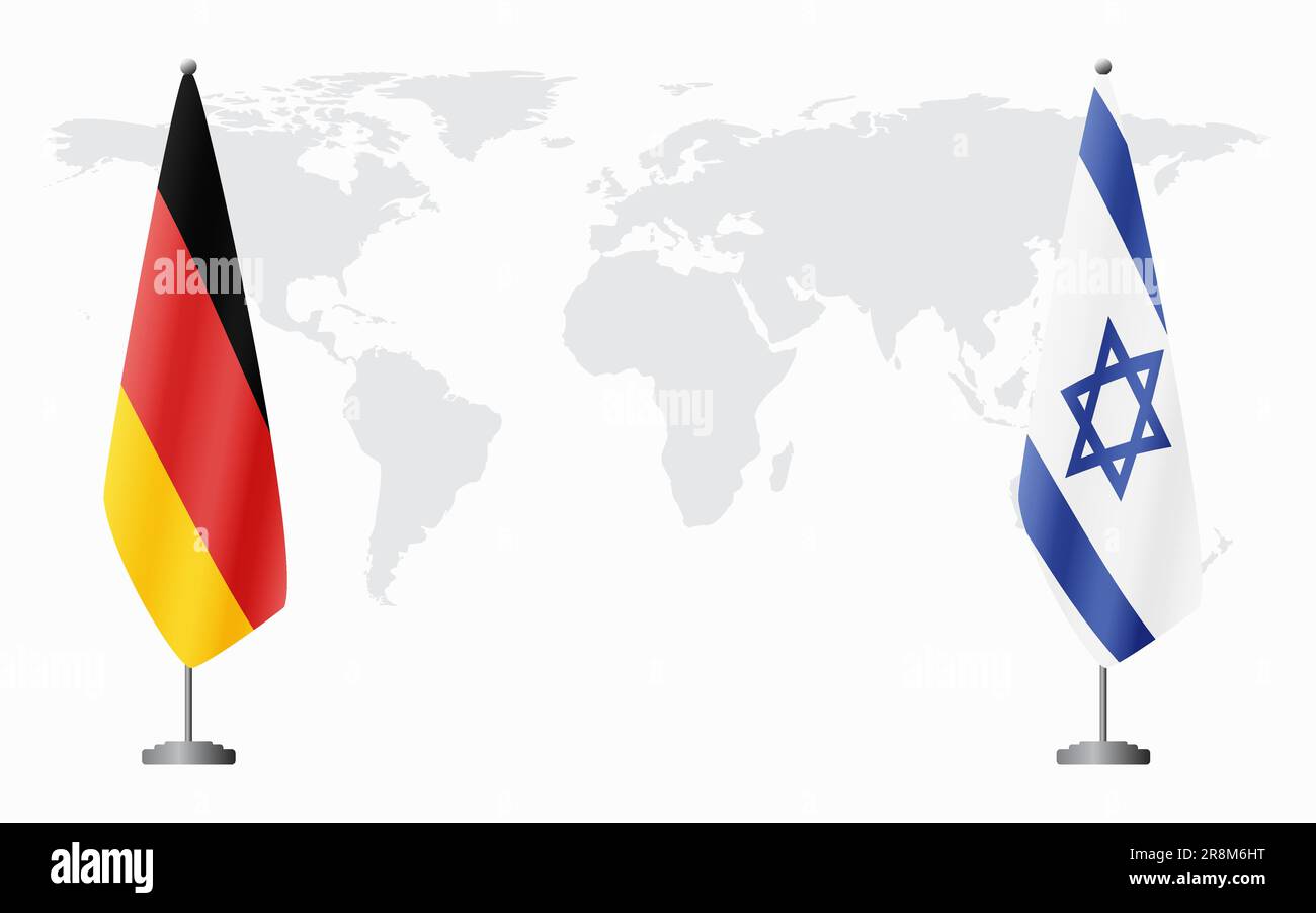 Germany and Israel flags for official meeting against background of ...