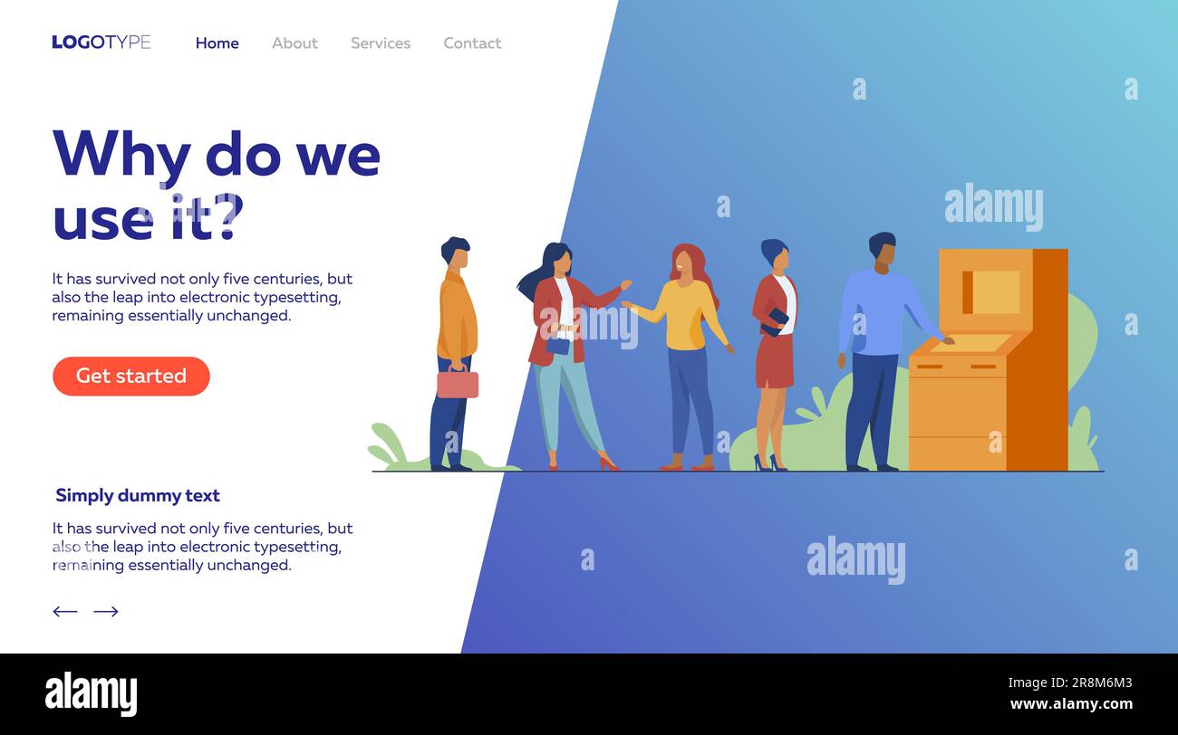 People waiting in queue for bank machine Stock Vector Image & Art - Alamy