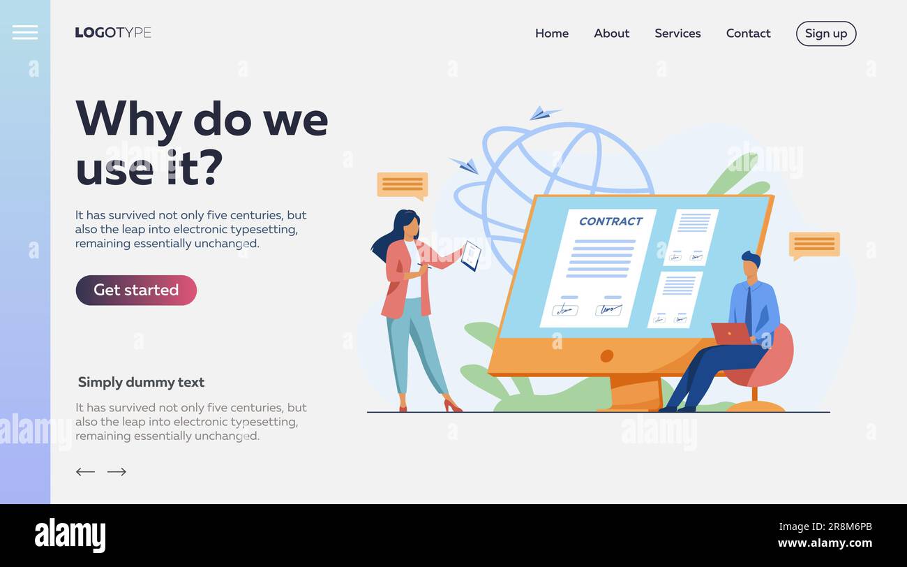 Business people signing online contract with electronic sign Stock ...
