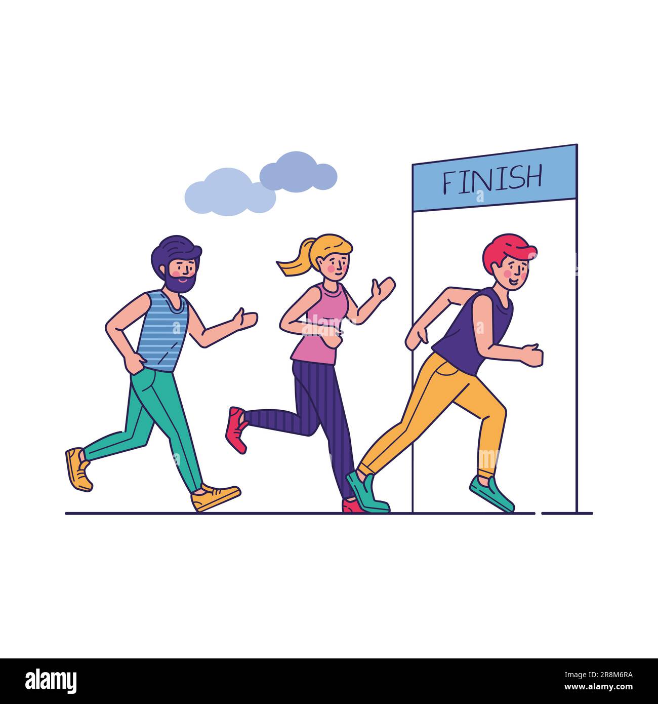 Group of sportsmen running marathon vector illustration Stock Vector ...