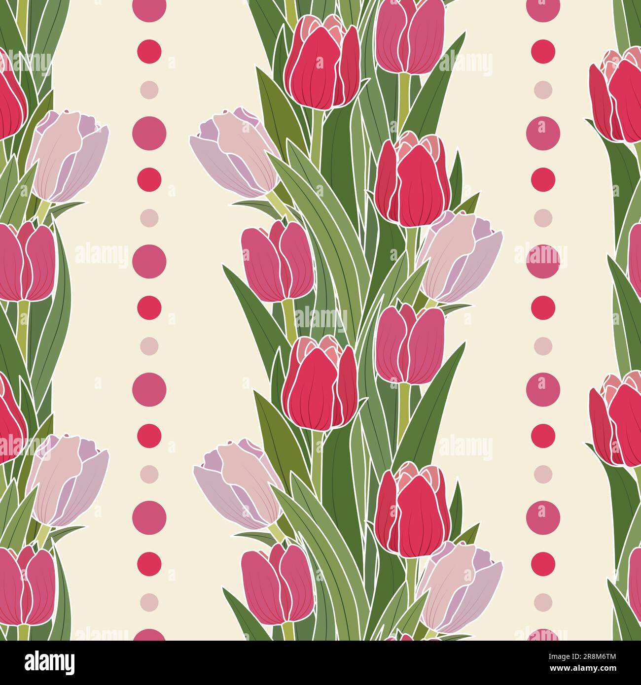 Vector seamless pattern with tulip flowers. Spring floral background ...