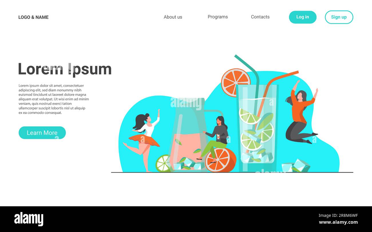 Happy girls drinking fresh lemonade Stock Vector Image & Art - Alamy