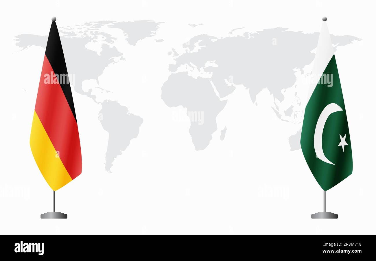 Germany and Pakistan flags for official meeting against background of ...