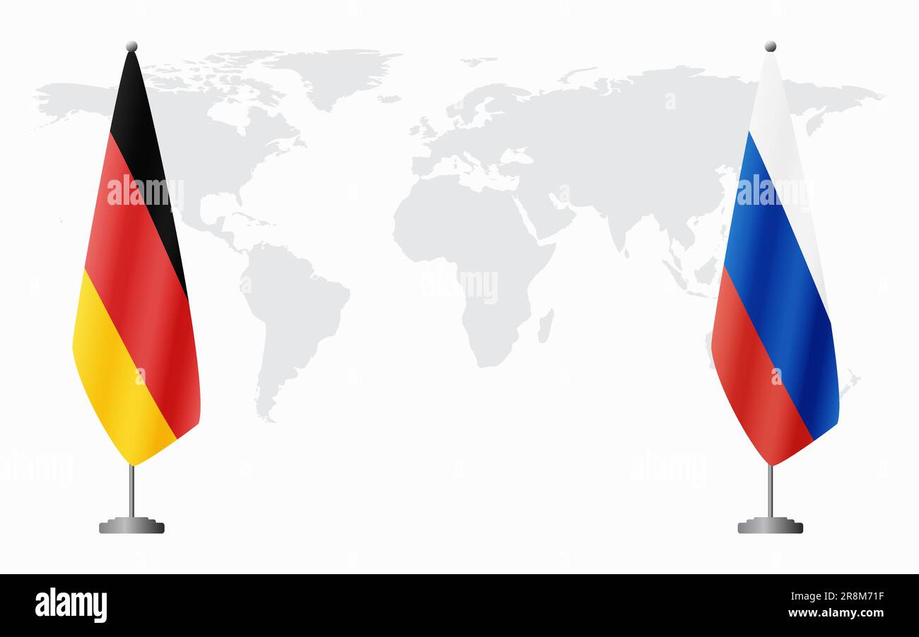 Germany and Russia flags for official meeting against background of ...