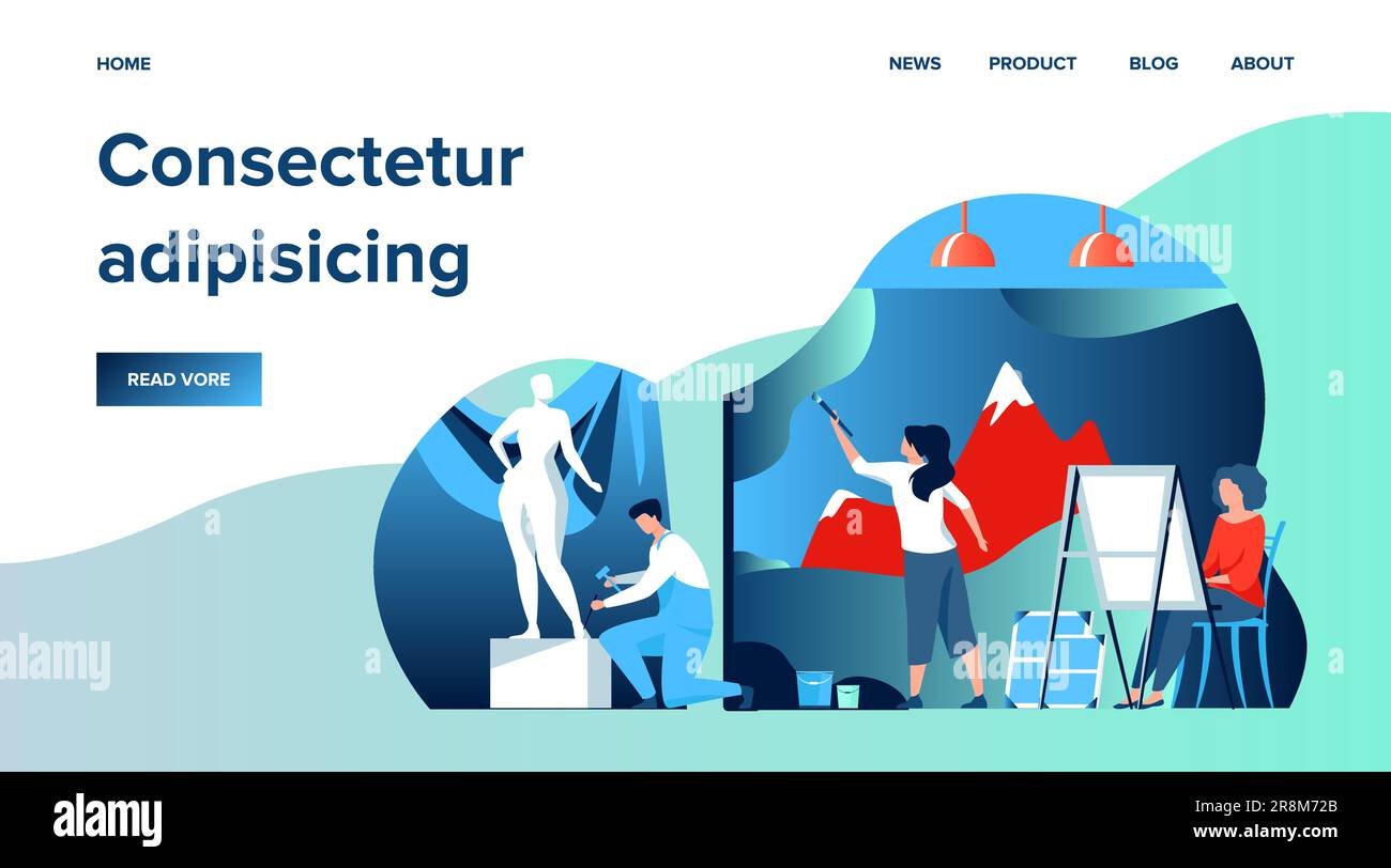 Artists creating artworks flat vector illustration Stock Vector Image ...