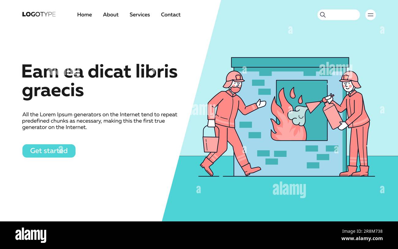 Firefighters extinguishing flame through window Stock Vector Image ...