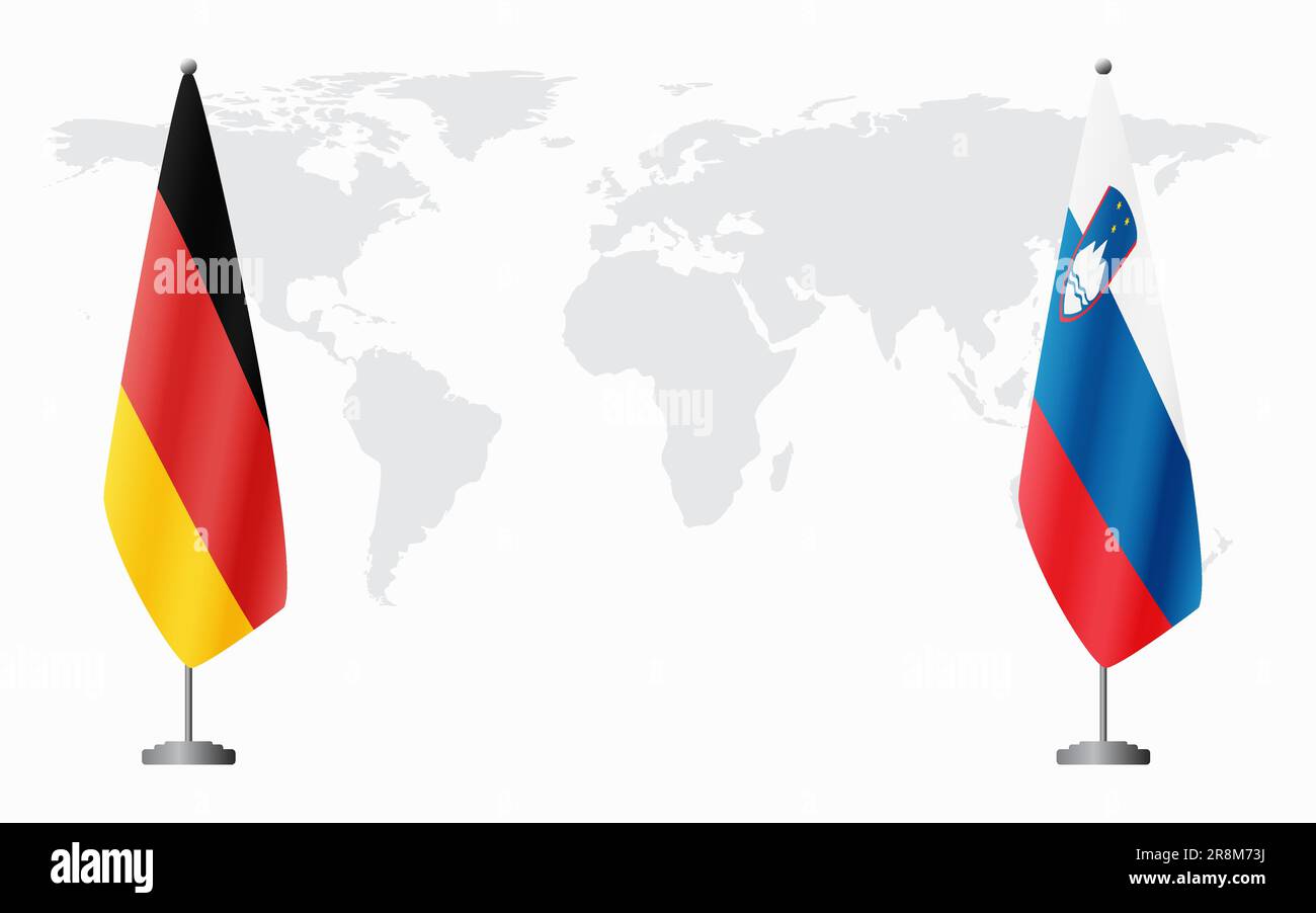 Germany and Slovenia flags for official meeting against background of ...