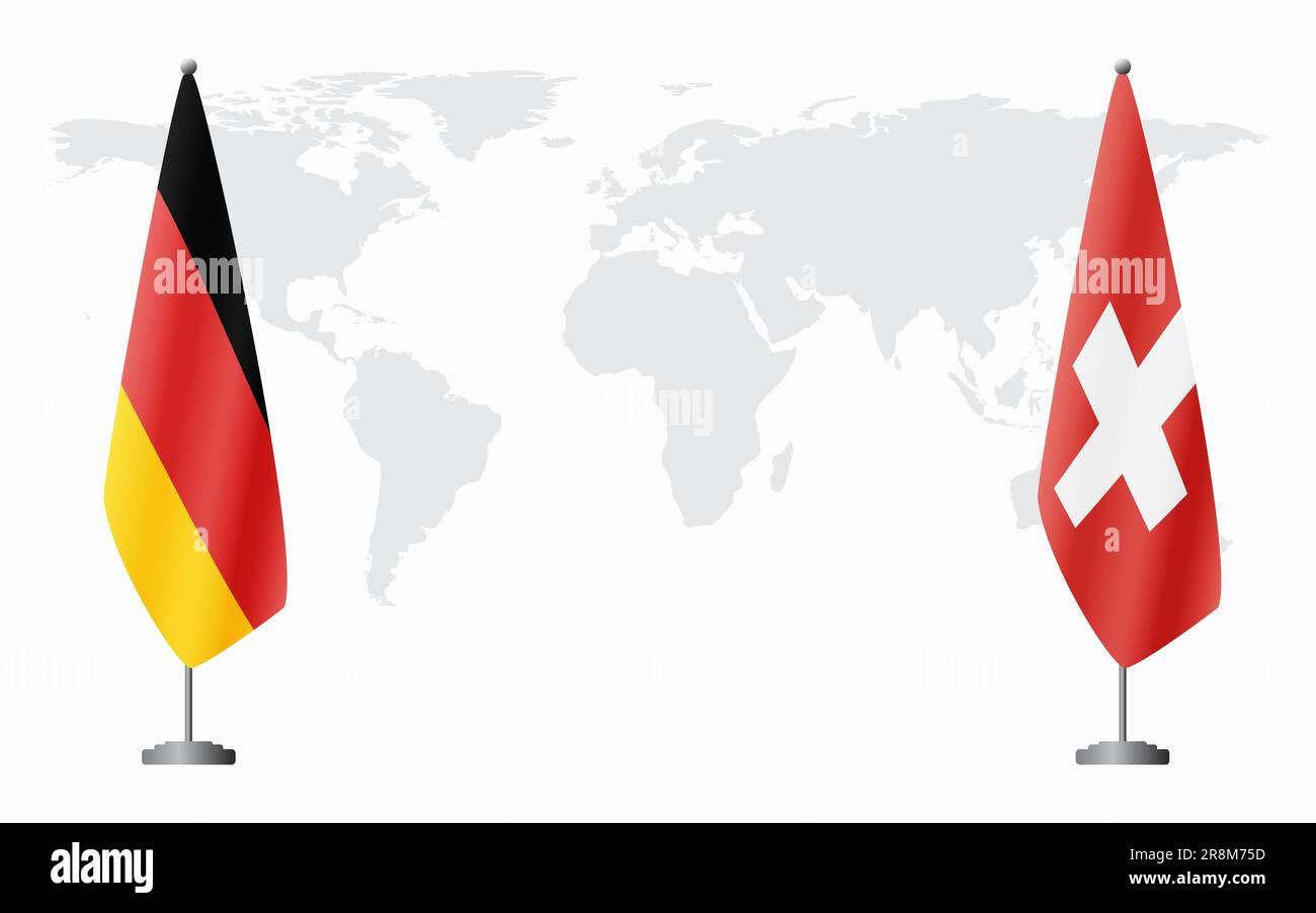 Germany and Switzerland flags for official meeting against background ...