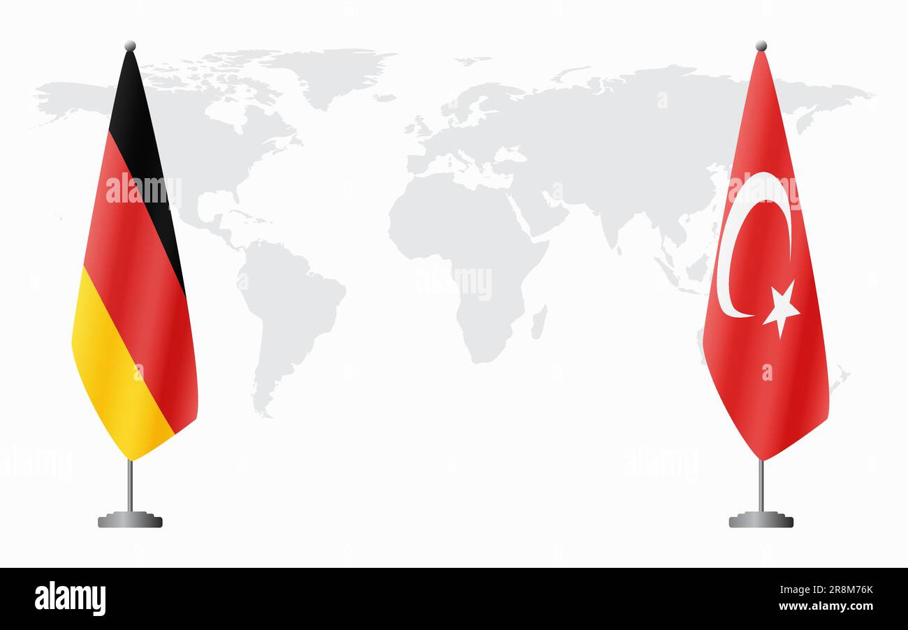 Germany and Turkey flags for official meeting against background of ...