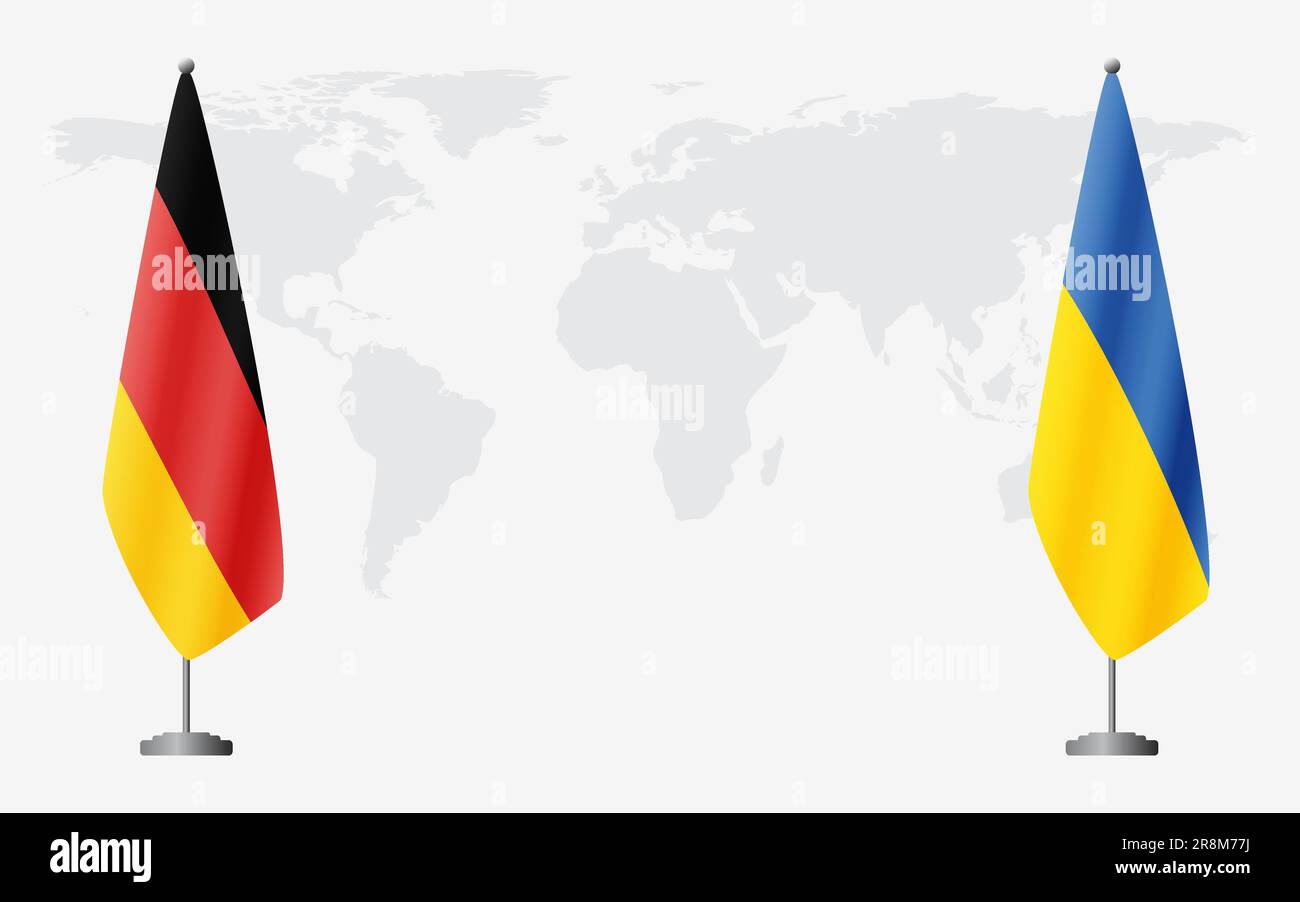 Germany and Ukraine flags for official meeting against background of ...